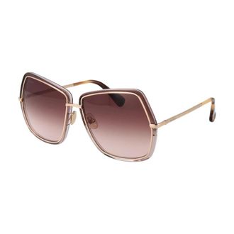 Max Mara Goldene Metallsonnenbrille mit Rosa Gl&auml;sern - - Accessories - Damen - Gelb - ONE SIZE