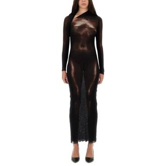 Jean Paul Gaultier Femme, Robes, Brun, Taille: 38 FR Robe Asym&eacute;trique Body Dust Mesh