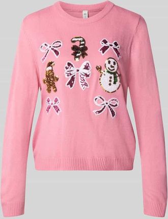 Only Pullover mit weihnachtlichem Santa-Motiv