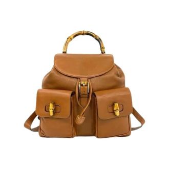 Gucci Pre-owned Sac &agrave; dos en cuir bambou - Femme - Pre-owned - Brun - Taille: ONE Size