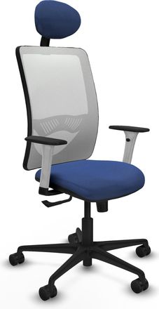 Piqueras y Crespo Stuhl mit verstellbarer Lendenwirbelst&uuml;tze Zulema mit wei&szlig;en und schwarzen Armlehnen und festem Kopfteil, ausgestattet mit Sincro 3 Positionen und Sch