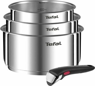 T-fal INGENIO EMOTION Set mit 3 Kocht&ouml;pfen 16/18/20 cm + 1 Griff Edelstahl Alle Herdarten einschlie&szlig;lich Induktion L896S404