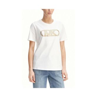 Michael Kors Femme, Tops, Blanc, Taille: 42 FR T-shirt en jersey de coton avec monogramme Empire clout&eacute;