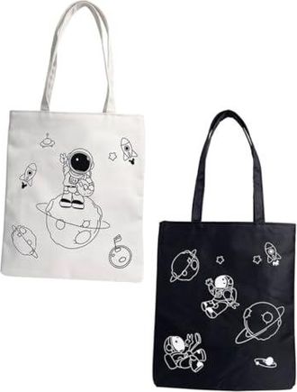 UPKOCH 2 pièces Sac à Main Toile Imprimé Astronaute Sac Bandoulière Décontracté Grand Format Pratique pour Femmes Au Quotidien