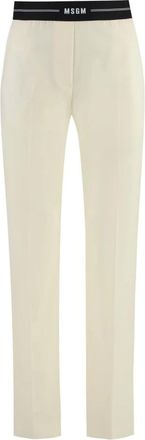 Msgm Msgm, Femme, Pantalons, Beige, Taille: 34 FR Pantalon Tailleur &agrave; Taille &Eacute;lastique