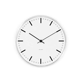 Arne Jacobsen Wanduhr &Oslash;29 cm City Hall d&auml;nisches Design aus Aluminium, Weiss, Wei&szlig;