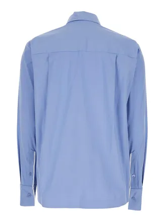 Semicouture Womens Shirt Classic Collar Light Blue Stretch Cotton Blouses