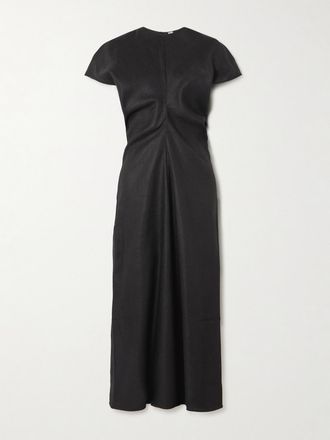 Toteme Midikleid Aus Webstoff Mit Raffungen - Schwarz