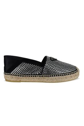 Prada Black Canvas Espadrilles With Crystal Embellishmen - Gr. 36 (EU) - in Schwarz