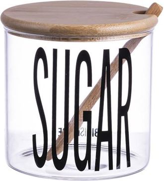 Villa D'Este Home Tivoli Bigismore Zuckerdose 500 ml aus Glas, Deckel und L&ouml;ffel aus Bambus, transparent
