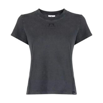 Courr&egrave;ges Femme, Tops, Gris, Taille: 38 FR T-shirt Gris Coton Effet Vieilli