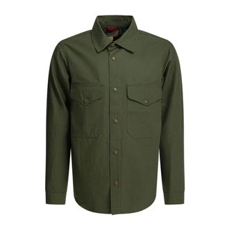 Manifattura Ceccarelli Homme, Chemises, Vert, Taille: L Chemise Country Ripstop-Texture &agrave; Poches &agrave; Rabat
