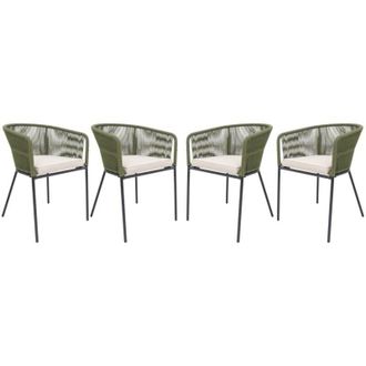 Sweeek 4er Set Gartensessel verzinkter Stahl mit Bespannung Khaki / Beige