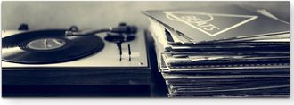 Paul Sinus Art Leinwandbilder | Bilder Leinwand 150x50cm Plattenspieler mit Schallplatten