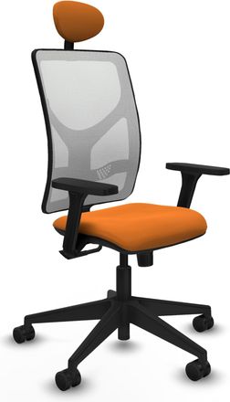 Piqueras y Crespo B&uuml;rostuhl mit 3D-Armlehnen, h&ouml;henverstellbarer Lendenwirbelst&uuml;tze und festem Kopfteil, ausgestattet mit 3-fach verstellbarem Schaumstoff, Wei&szlig;/Orange