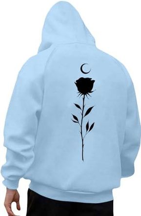 Generic Sweat &agrave; capuche imprim&eacute; unisexe pour la Saint-Valentin 2026, bleu clair, XXL