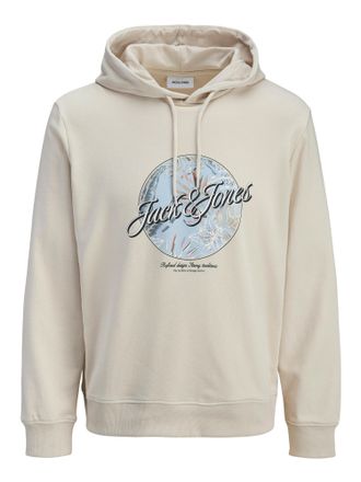 Jack & Jones Kapuzensweatshirt JACK & JONES JJHONOLULU SHAPE SWEAT HOOD, Herren, Gr. XS, moonbeam, angeraute Sweatware, Obermaterial: 60% Baumwolle, 40% Polyester,