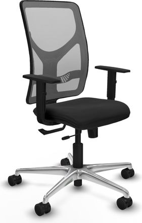 Piqueras y Crespo PC-Stuhl mit Armlehnen aus schwarzem Netzstoff, 1D-Armlehnen, h&ouml;henverstellbare Lendenwirbelst&uuml;tze, ausgestattet mit Syncro/Traslack und Schneideschau