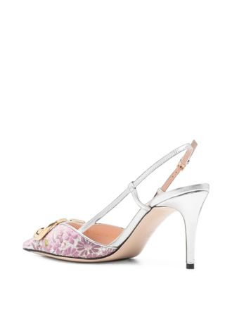 Valentino Garavani Floral-Lace Jacquard Slingback Pump - Pink