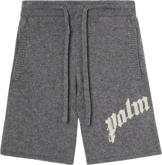 Palm Angels short en maille &agrave; logo - Gris