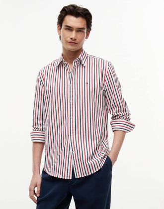 Tommy Hilfiger Flex - Regular-Fit-Hemd aus Popeline mit Streifen in Rot