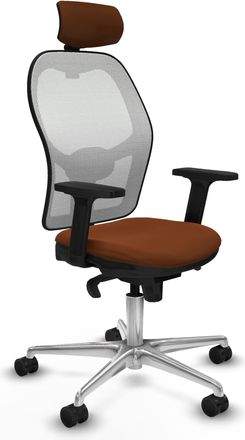 Piqueras y Crespo Jorquera Economalla Stuhl mit 2D-Armlehnen, h&ouml;henverstellbarer Lendenwirbelst&uuml;tze und h&ouml;henverstellbarem Kopfteil, 5 Positionen, Wei&szlig; / Braun