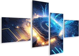 Islandburner Prime Bild auf Leinwand Prozessor Platine Cpu Chip Magisches Licht im Inneren des Computers A Bilder Wandbilder Poster