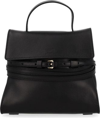 Moschino Womens Leather Handbag Tie Me Black Calf Handbags Hand Bags