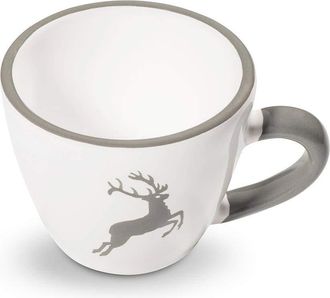Gmundner Keramik Espressotasse Gourmet Füllmenge : 0.06 Liter grauer Hirsch Geschirr, handgemacht in Österreich