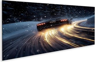 Islandburner Prime Bild auf Leinwand Lamborghini im Schneesturm bei Nacht Bilder Wandbilder Poster