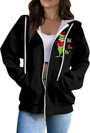 Generic Pull De No&euml;l Grinch Femme 2025 Ensemble Femme Hoodie Pyjama Veste Survetement Moche Pulls,Gilets Et Sweats Deguisement The Noel Sport D&eacute;guisement Gile