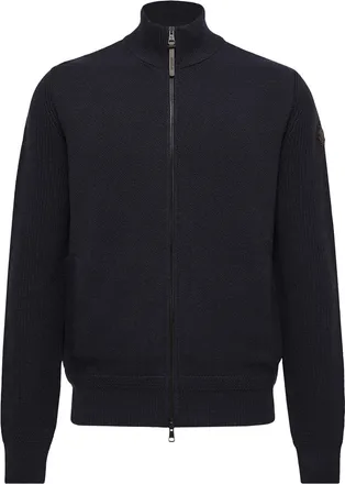 Moncler Moncler Cardigan Zipp&eacute; En Laine Et Cachemire, Homme, Bleu, Taille: 3xl