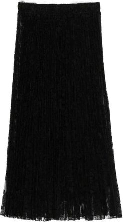 Ermanno Scervino Femme, Jupes, Noir, Taille: 34 FR Pleated Lace Midi Skirt