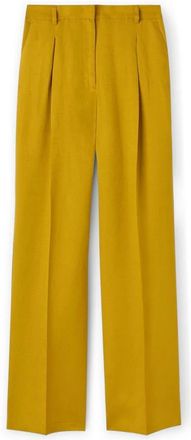 Motivi Femme, Pantalons, Jaune, Taille: 36 FR Pantalon large &agrave; plis en lin de viscose