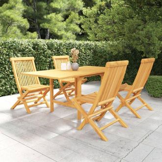 vidaXL 5-tlg. Garten-Essgruppe Massivholz Teak - Vidaxl