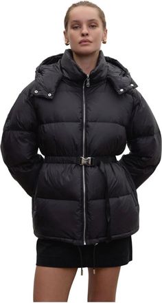 Estro & Luminara Femme, Vestes, Noir, Taille: 40 FR Doudoune ceintur&eacute;e longueur hanches