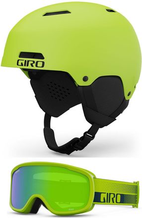 Giro Ledge MIPS Ski-/Snowboardhelm mit passender Brille, Kombi-Pack, Gr&uuml;n (Ano Lime/Ano Lime Flow), M (55,5-59 cm)