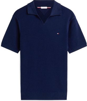 Tommy Hilfiger Strick-Poloshirt mit Waffelstruktur und Jonny-Kragen, Regular Fit in