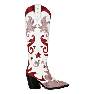 Philipp Plein Strass Cow Boy Stiefel Mittelhohe Abs&auml;tze Hohe Sterne - - Shoes - Damen - Mehrfarbig - 35 EU