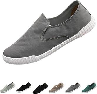 Generic Chaussures classiques en toile pour homme - Douces et confortables - Chaussures de sport plates - Chaussures de course &agrave; enfiler - Respirantes et conf