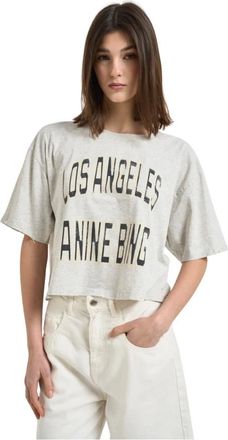 Anine Bing Femme, Tops, Gris, Taille: 38 FR T-shirt &agrave; col rond