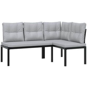 vidaXL Bancs de jardin avec coussins lot de 2 acier enduit de poudre vidaXL