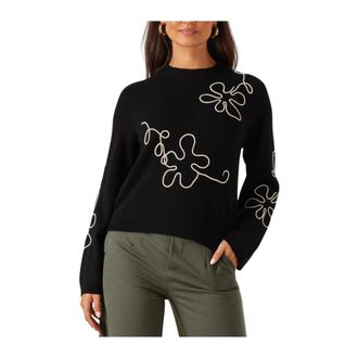Object Schwarzer Viskose Pullover f&uuml;r Frauen - - Knitwear - Damen - Schwarzk - S