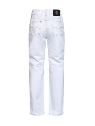Versace Womens Jeans High-Rise Garment-Dyed White Cotton