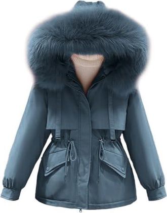 Onsoyours Manteau Femme Veste Chaude dHiver éPaissir Parka Polaire Chaude en Peluche Blousons à Capuche Fourrure Avec Fermeture à Glissière Hiver Doudoune A Ble