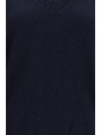 Malo Womens Sweater V-Neck Cashmere Blue