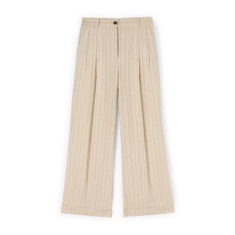 Motivi Palazzo-Hose aus Leinen-Mix mit Streifen - - Trousers - Damen - Beige - XS