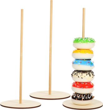 BESTONZON Donut Ständer Aus Holz 3 Stück Donut Halter Für Party Desserttisch Rustikaler Schwarzer Holzständer Für Cupcake Und Süßigkeiten Präsentation