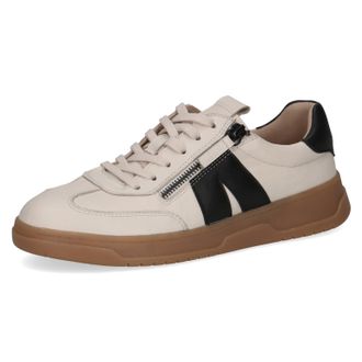 Caprice Caprice Damen Sneaker flach aus Leder mit Rei&szlig;verschluss, Mehrfarbig (Offwhite/Black), 41 EU