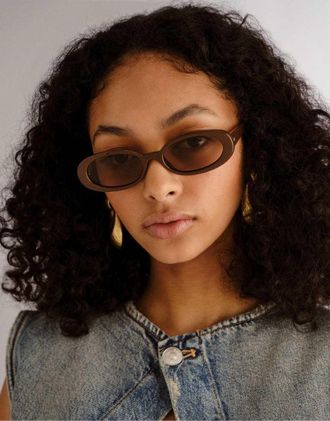 Le Specs Outta Love - Ovale Sonnenbrille in Schokobraun-Brown